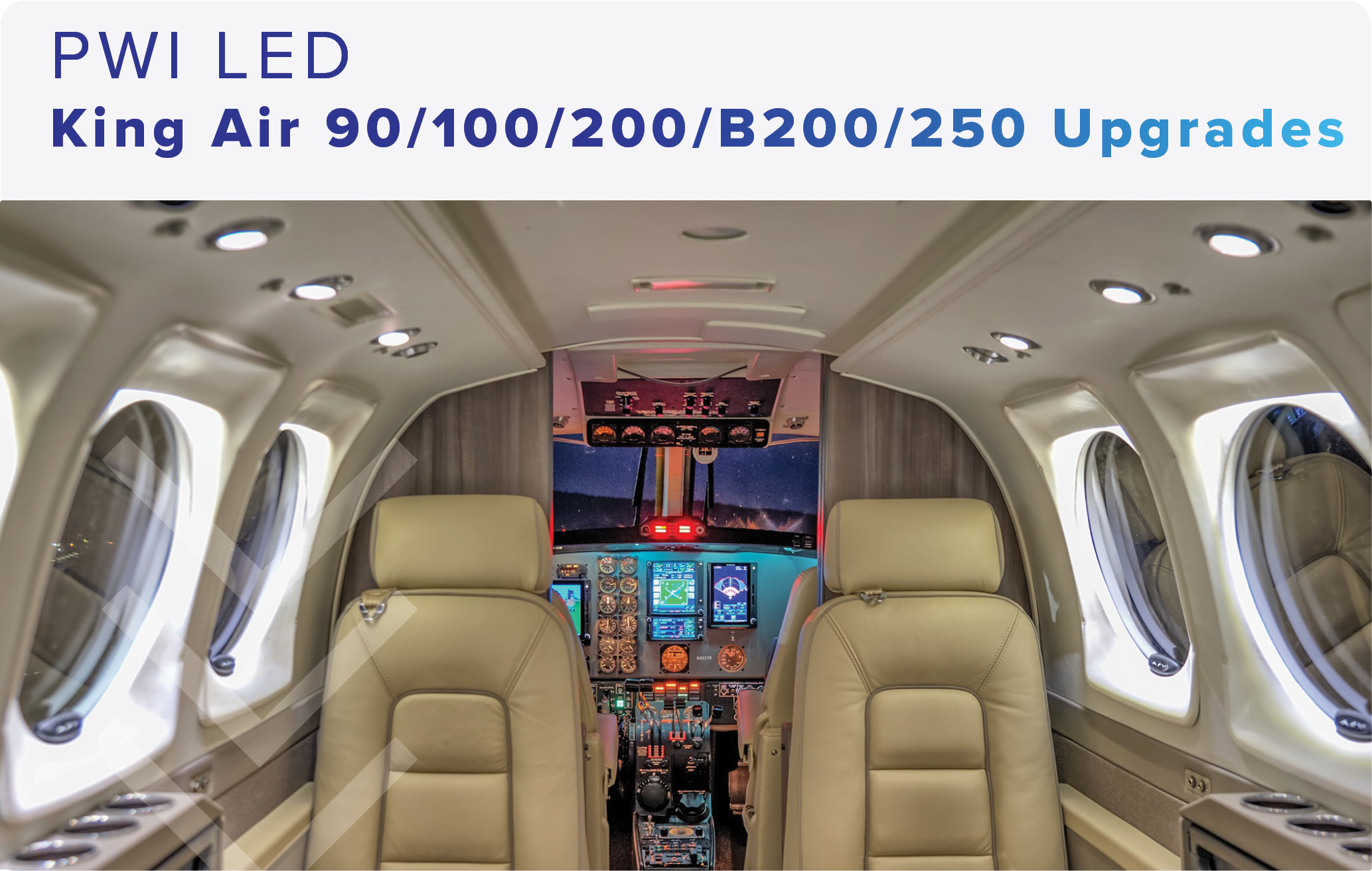 King Air 90, 100, 200, B200/250 Cabin Window LED Upgrades - PWI, Inc.